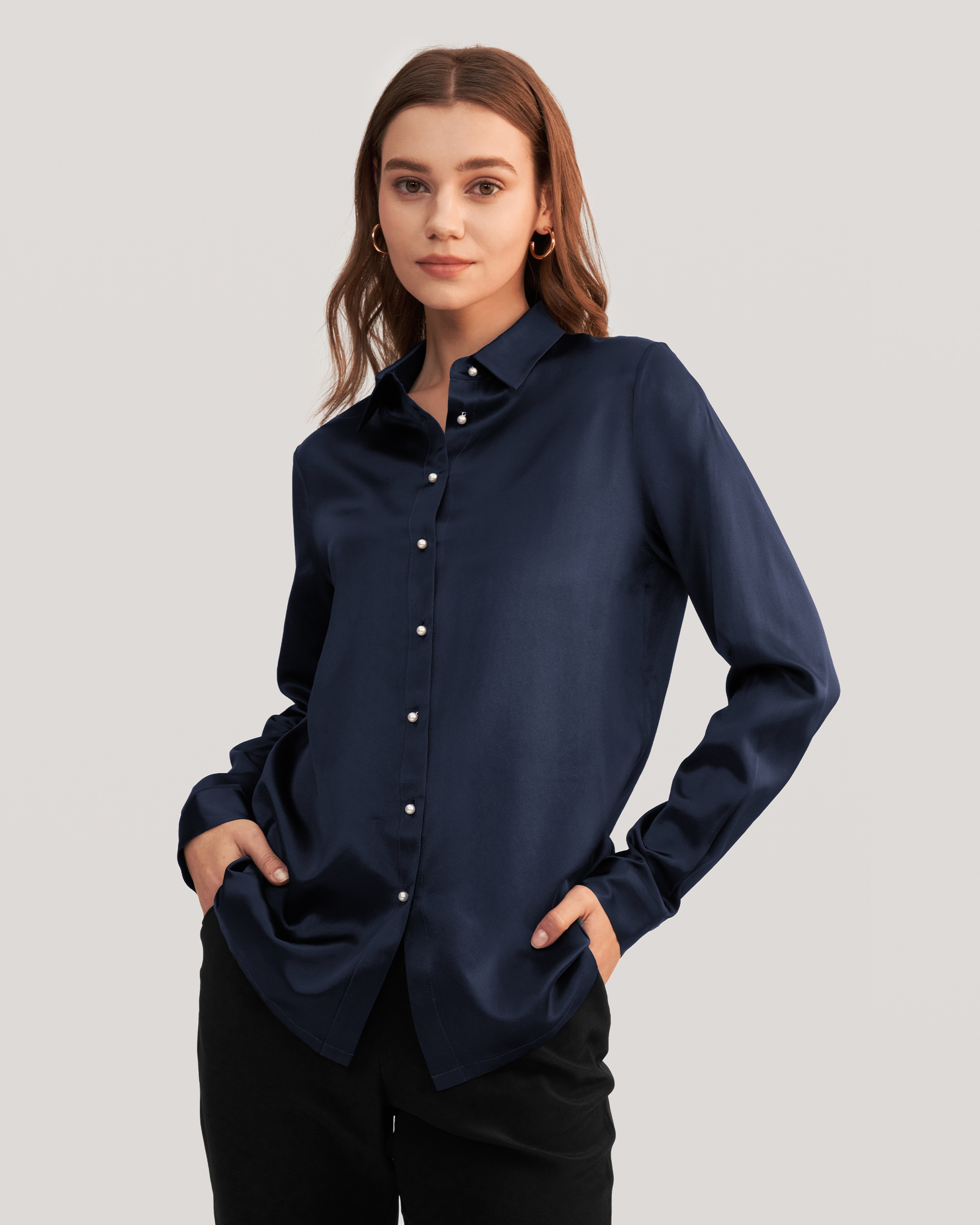Silk Blouse Shirt Chic Sophisticated Work Appropriate 100% Silk Nature